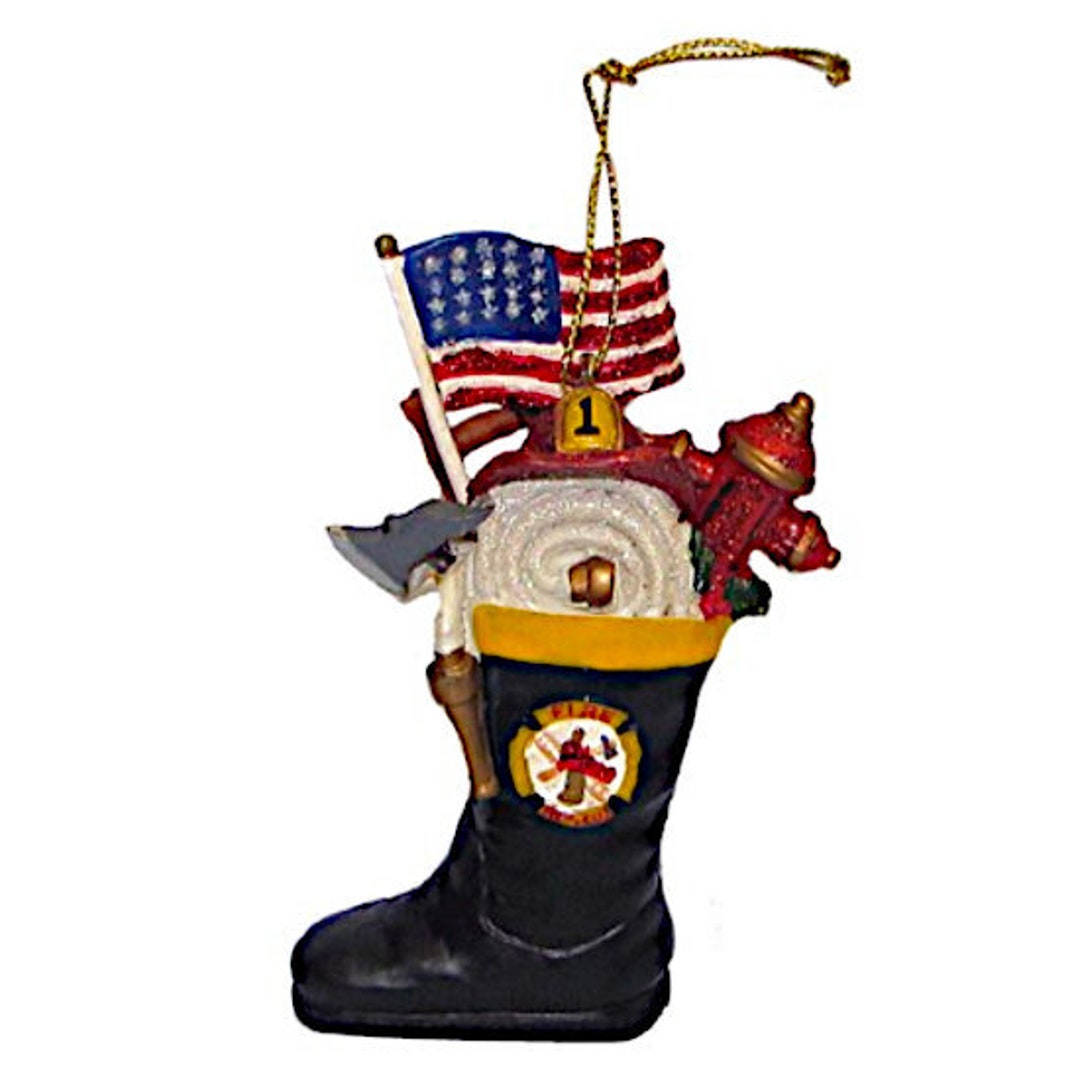 Firefighter Boot With Hose Axe a Fire Hydrant and Helmet - Etsy