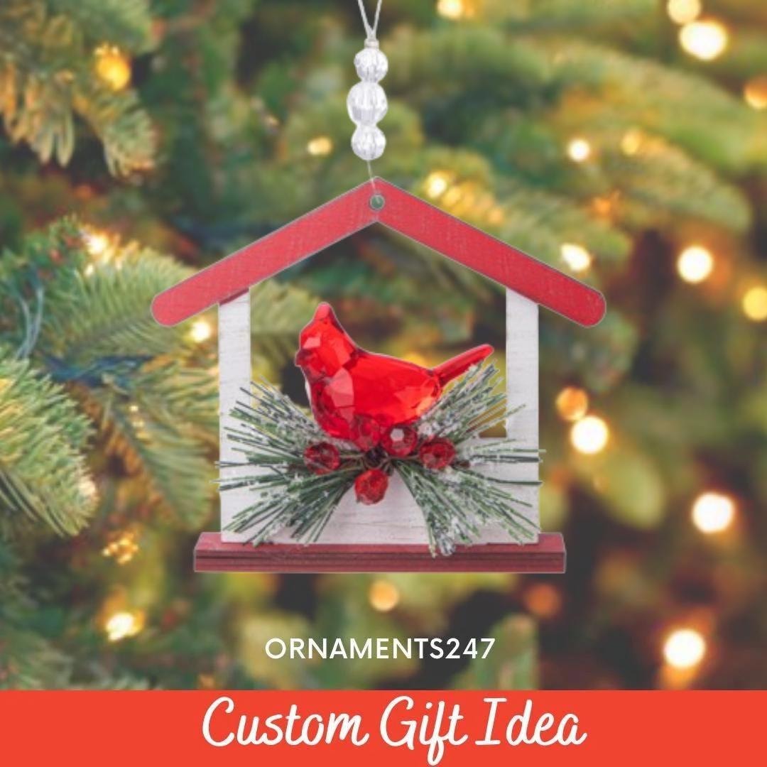 Red Cardinal Birdhouse Holiday Christmas Ornament 2026 - Etsy
