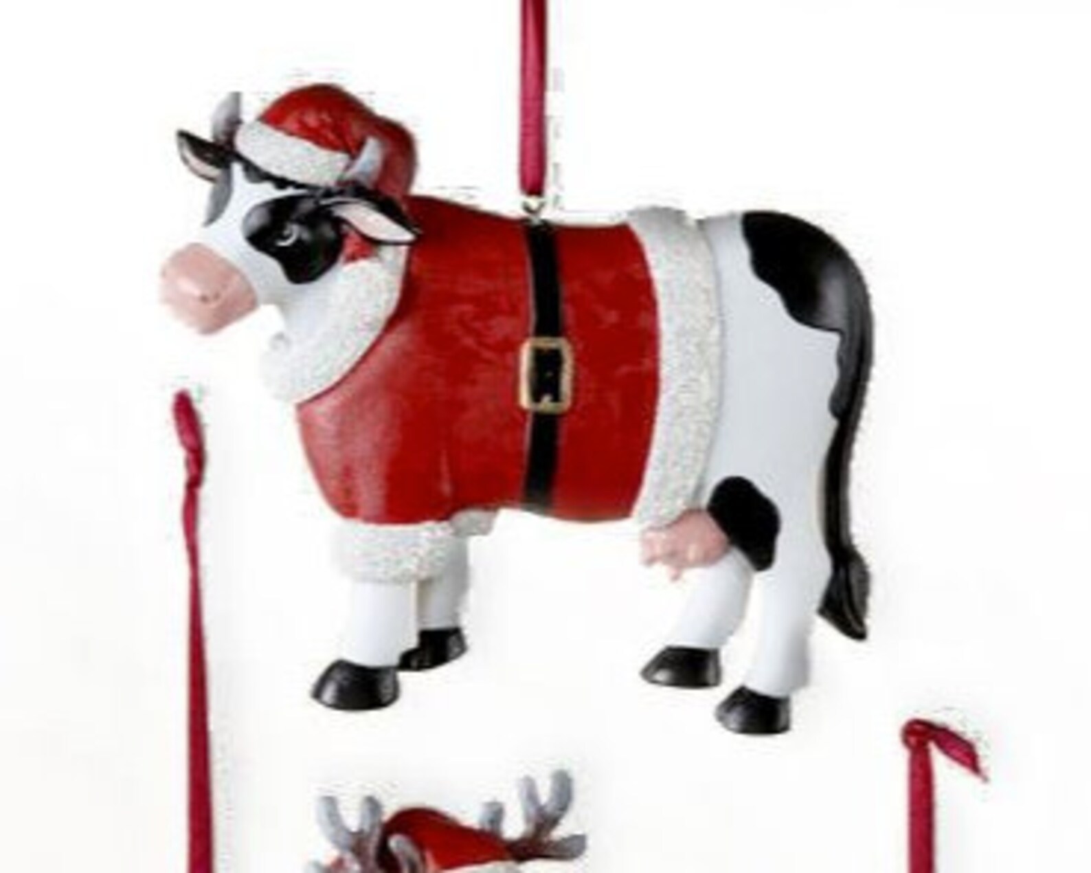 Christmas Cow in Santa Outfit Holiday Ornament Cow Farm | Etsy