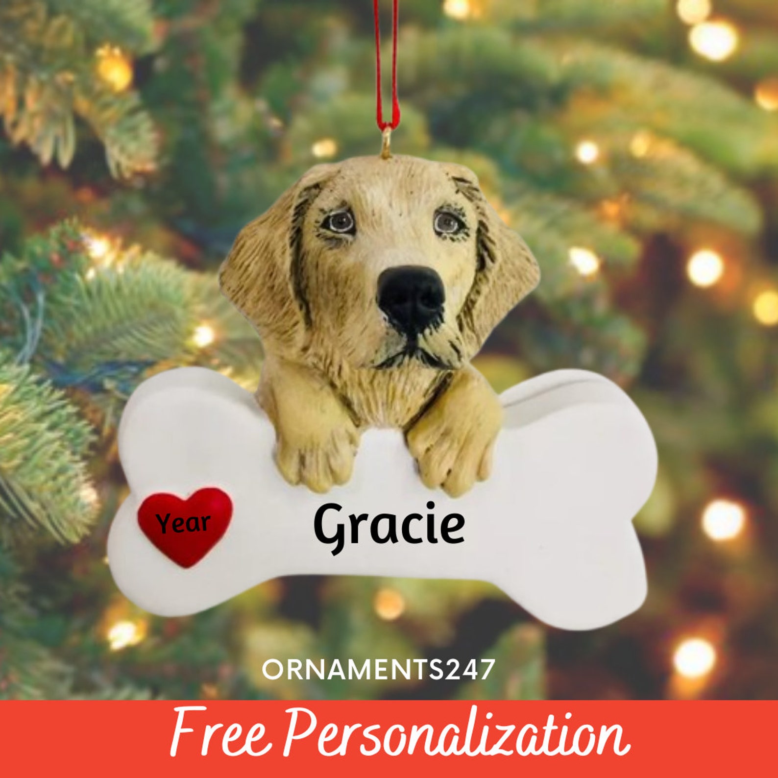 Yellow Labrador Retriever Personalized Christmas Ornament- Yellow Lab ...