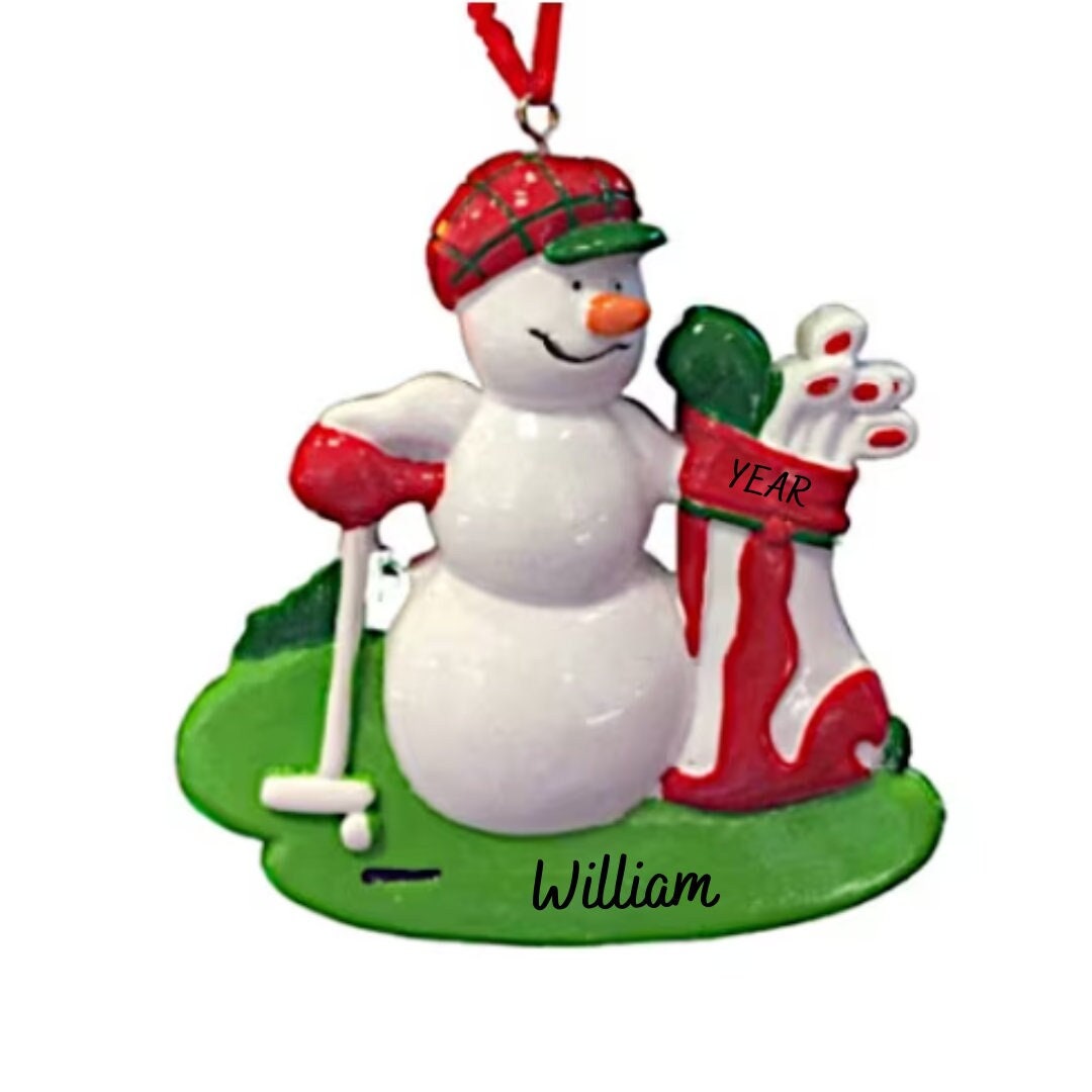 Personalized Golf Ornament - Snowman Golfer Holiday Christmas Ornament ...