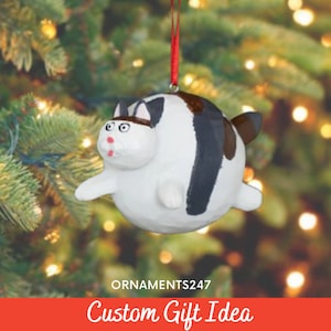 Fat Cat Personalized Christmas Ornament, Orange, Grey, and Brown Fat ...