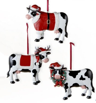 Christmas Cow in Santa Outfit Holiday Ornament Cow Farm | Etsy
