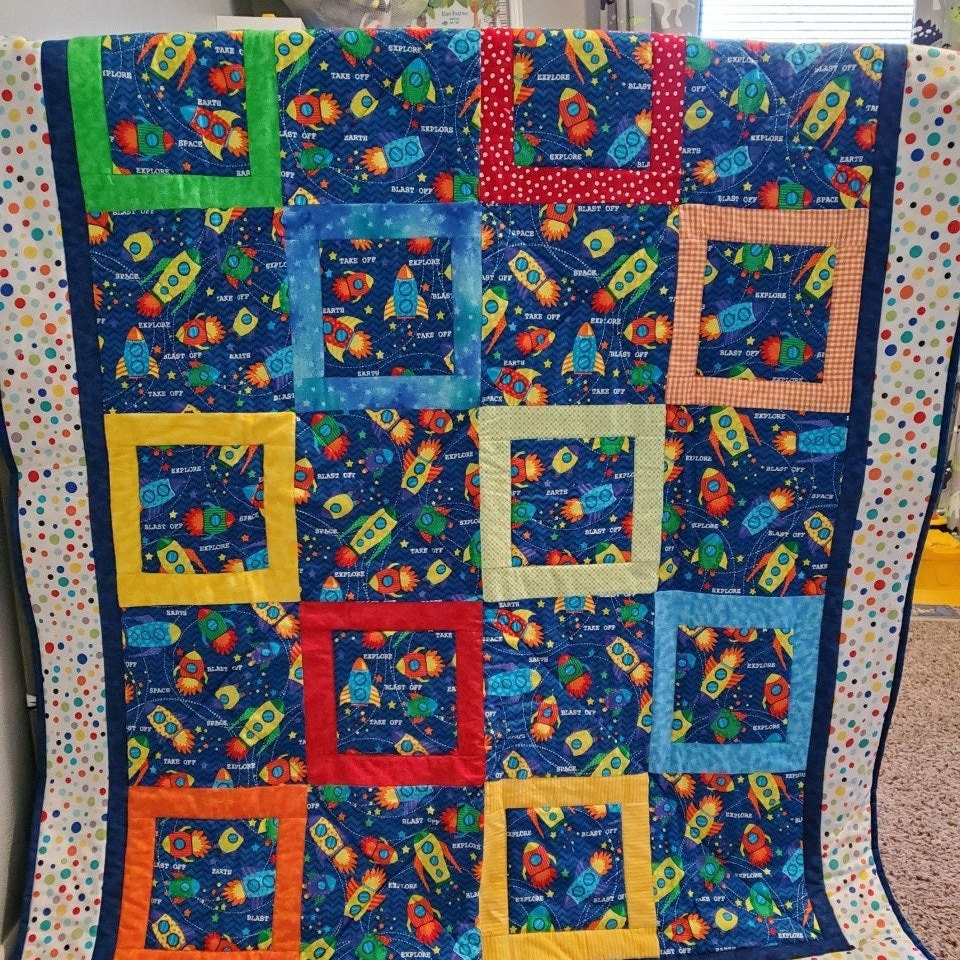 Baby Boy Block Quilt - Etsy