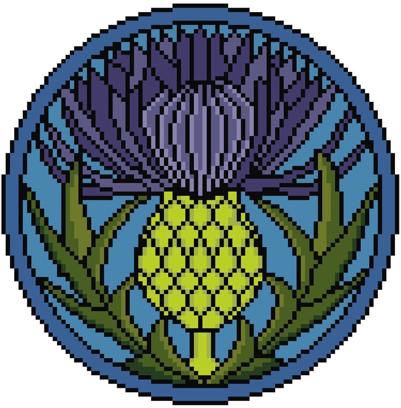 Stained Glass Thistle Cross Stitch Pattern - Etsy