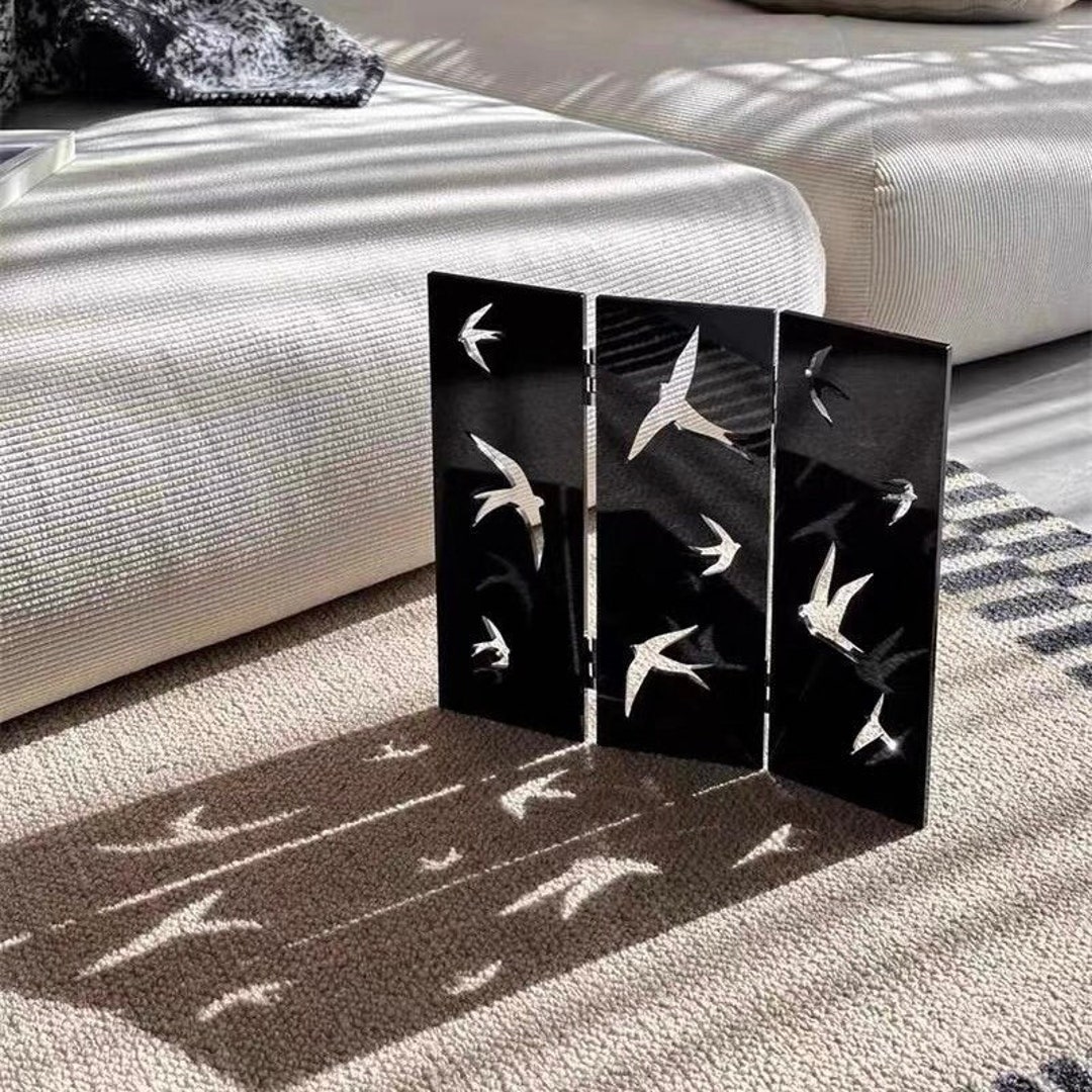 Hollow Swallow Folding Table Screen/chinoiserie Table Screen/3 Panel ...