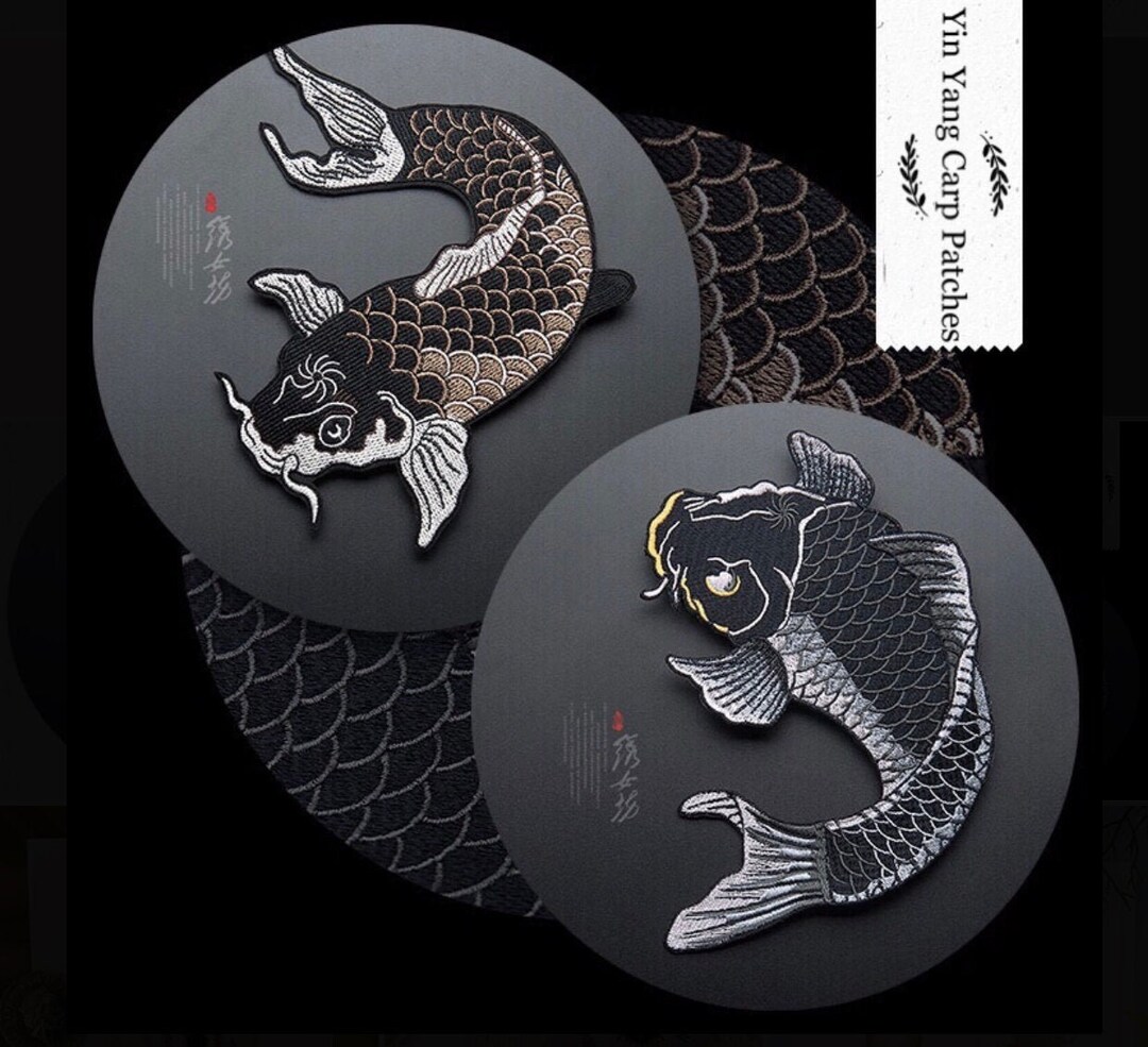 Yin&yang Koi Fish Embroidered Iron-on Patch/animal Patch/embroidered Carp Badge/decorative Koi ...