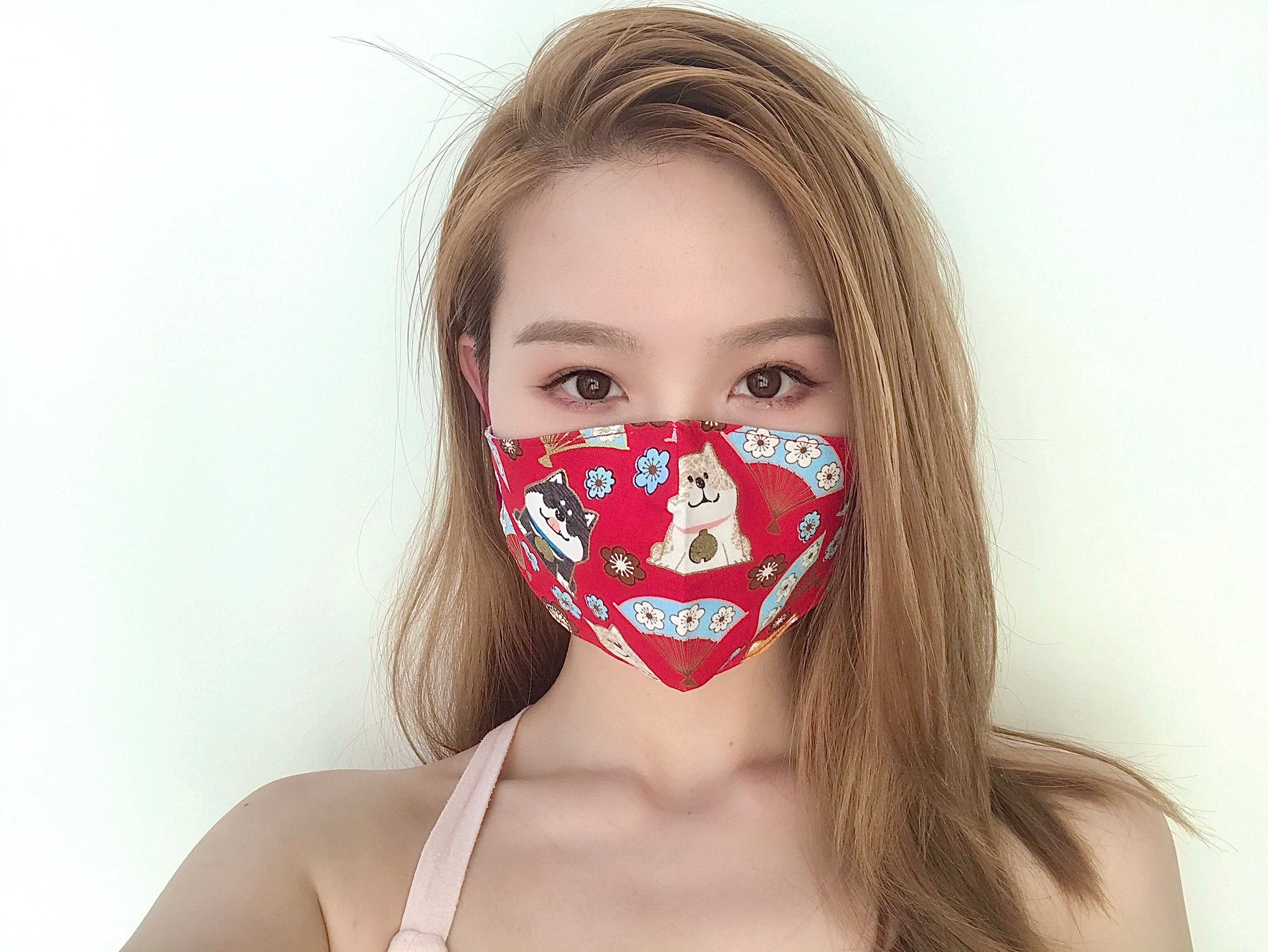 Shiba Inu Pattern 3 Layers 100% Cotton Face Mask/free UK | Etsy UK