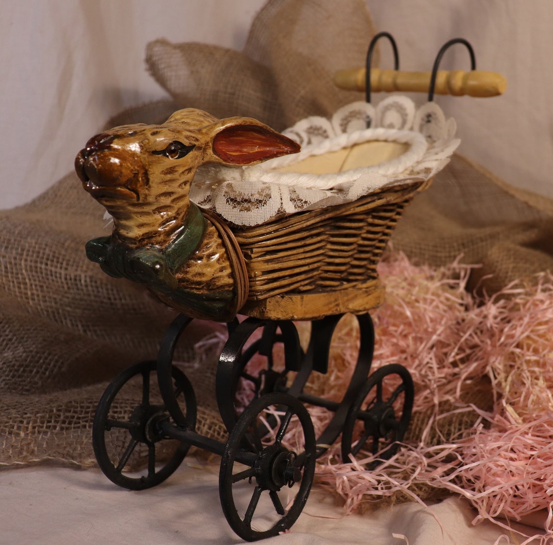 Antique Bunny Rabbit Head Wicker Baby Doll Buggy Carriage - Etsy