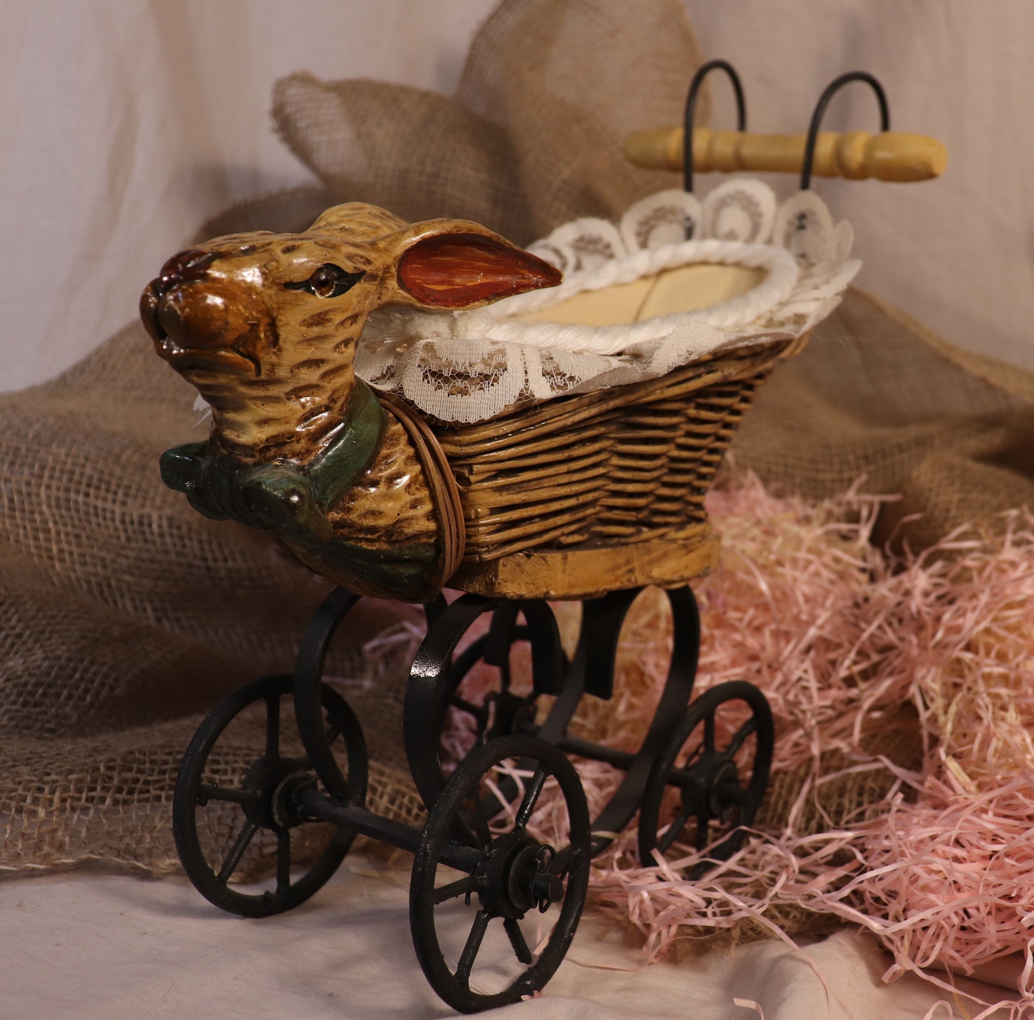 Antique Bunny Rabbit Head Wicker Baby Doll Buggy Carriage - Etsy