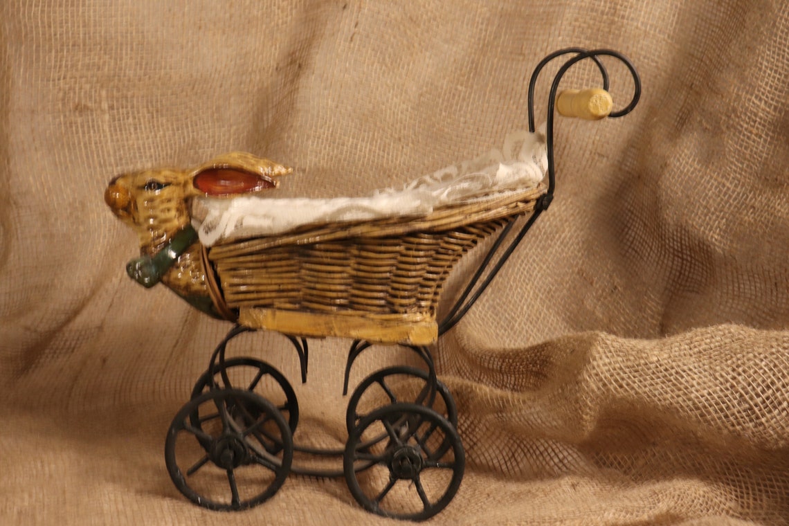 Antique Bunny Rabbit Head Wicker Baby Doll Buggy Carriage - Etsy
