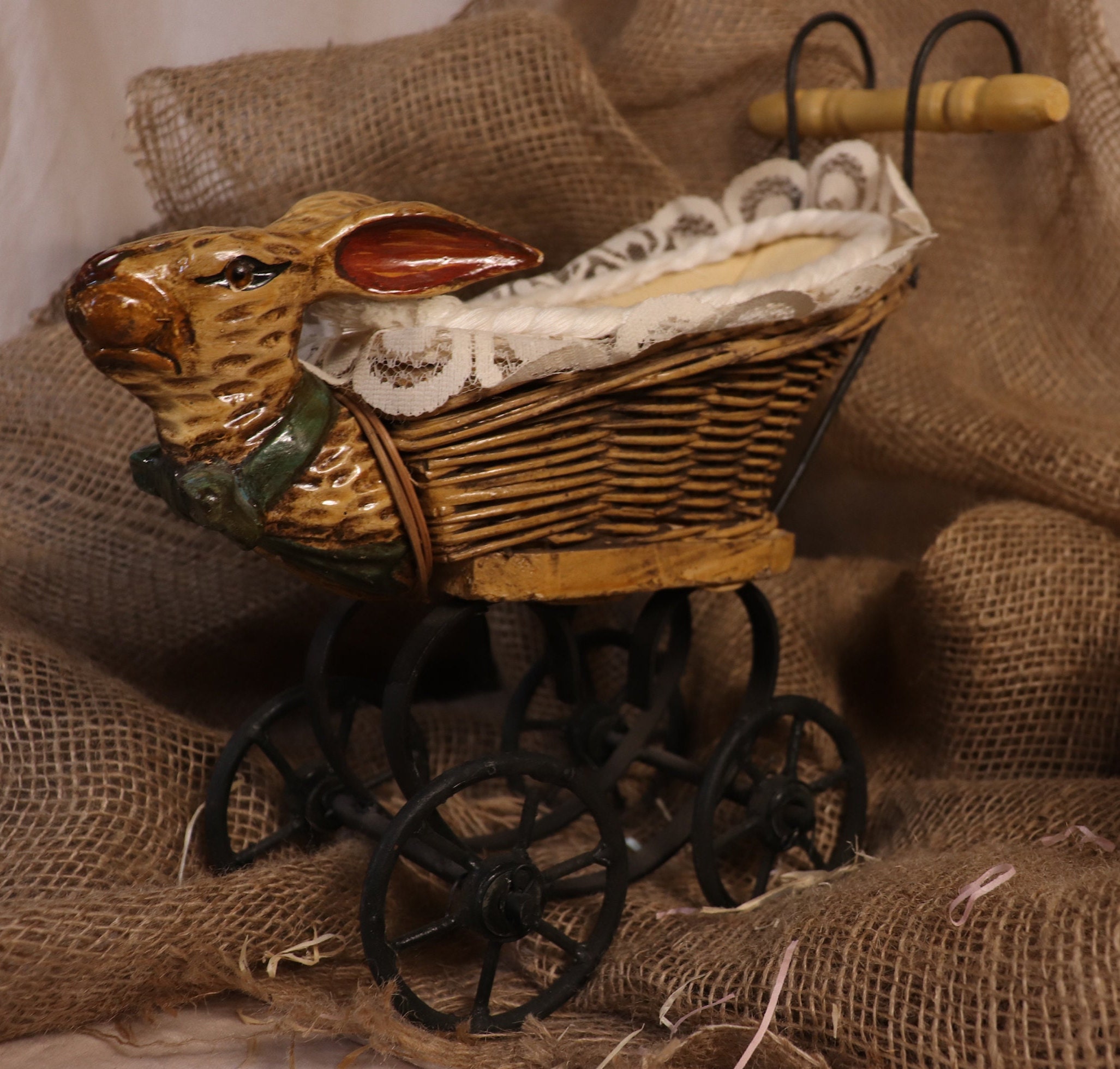 Antique Bunny Rabbit Head Wicker Baby Doll Buggy Carriage - Etsy