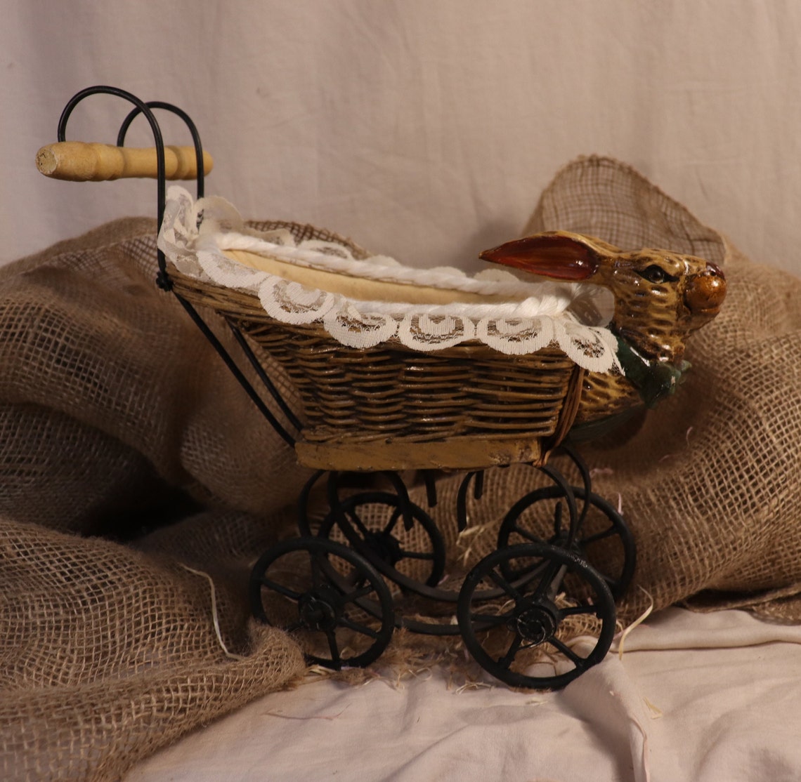 Antique Bunny Rabbit Head Wicker Baby Doll Buggy Carriage - Etsy