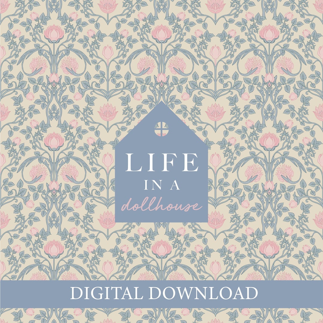 Vintage Floral Dollhouse Wallpaper in Pink - DIGITAL DOWNLOAD - Etsy