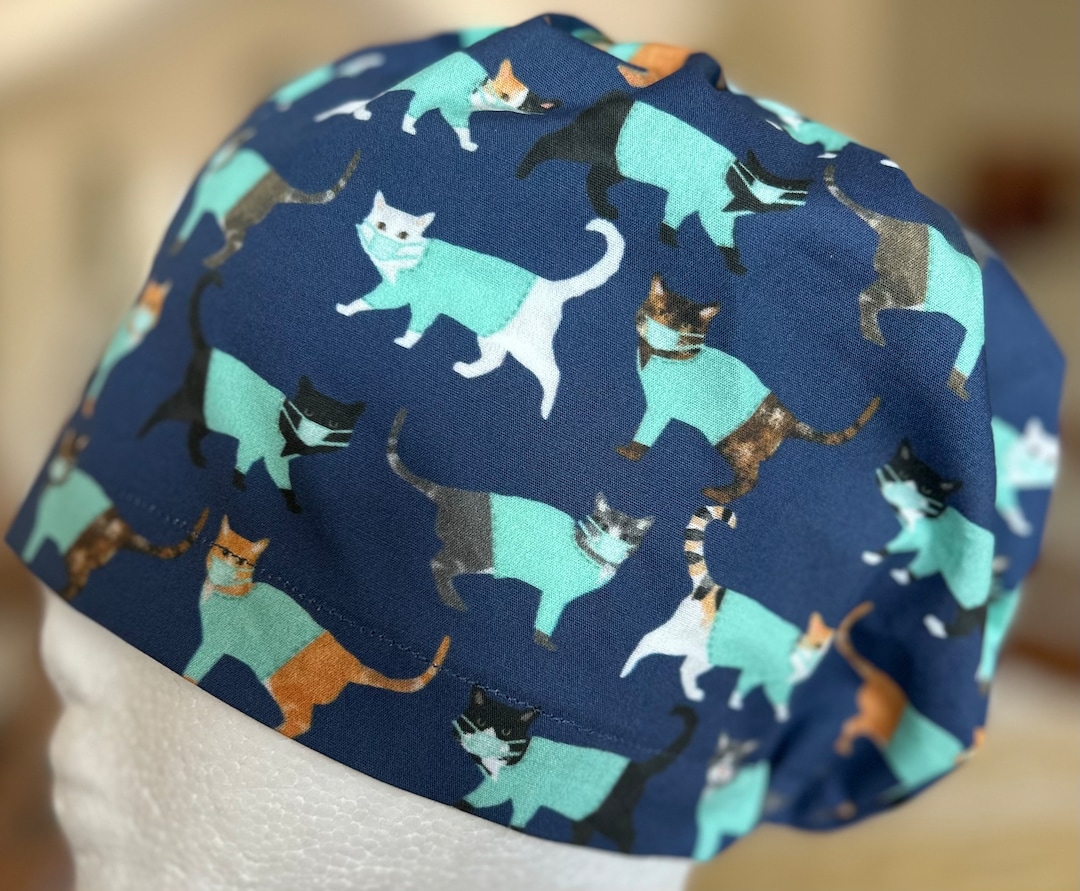 Cats in Scrubs Pattern, Scrub Cap, Scrub Hat. Womens, Mens and Ponytail ...