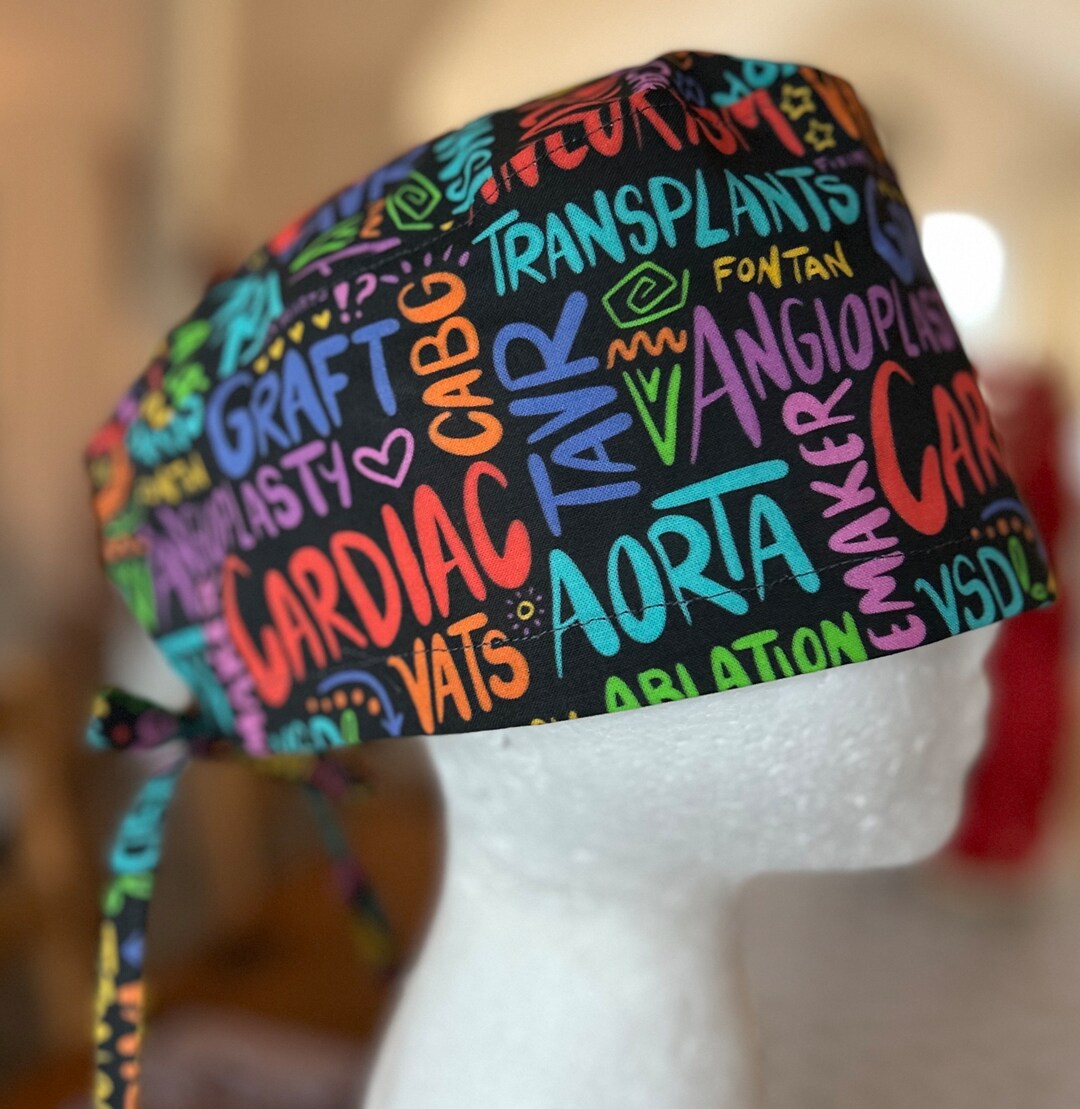 Scrub Hat, Scrub Cap, Surgical Cap. Mens. Cardiac Scribbles - Etsy