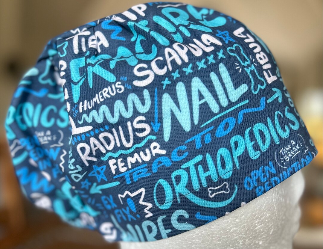 Scrub Hat, Scrub Cap, Surgical Cap, PPE. Womens. Orthopaedic Scribbles ...