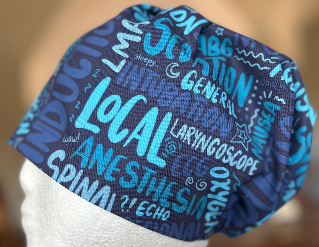 Scrub Hat, Scrub Cap, Surgical Cap, PPE. Womens. Anesthesia Scribbles ...