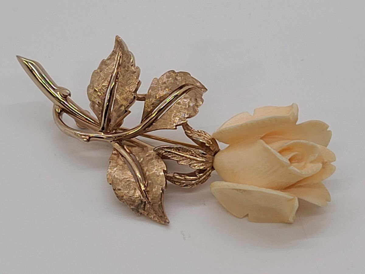Vintage Boucher Gold Tone Rose Floral Brooch Carved & Signed - Etsy