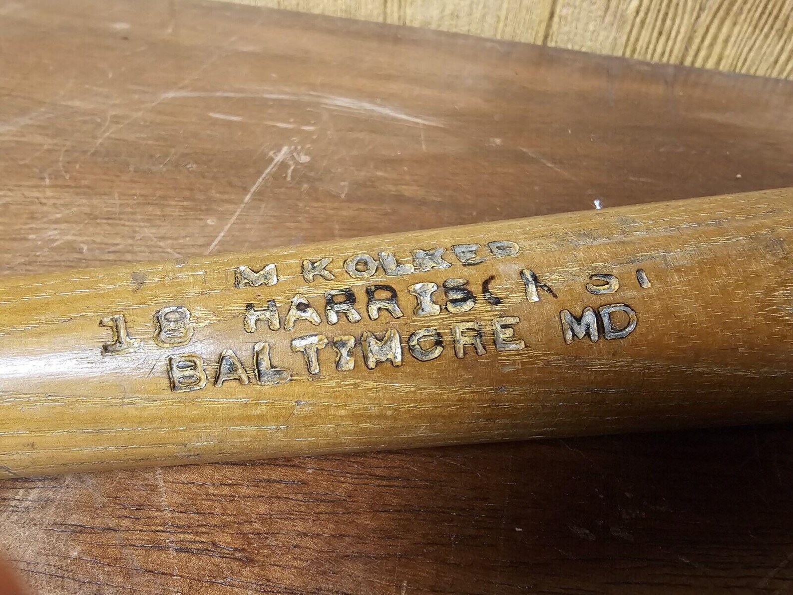 Vintage Regulation Wooden Baseball Bat Harrison Street Baltimore MD 33 ...