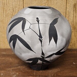 A Jeffrey Zigulis Raku Vase Signed With Bamboo Leaves 11" X 11" X 11 ...