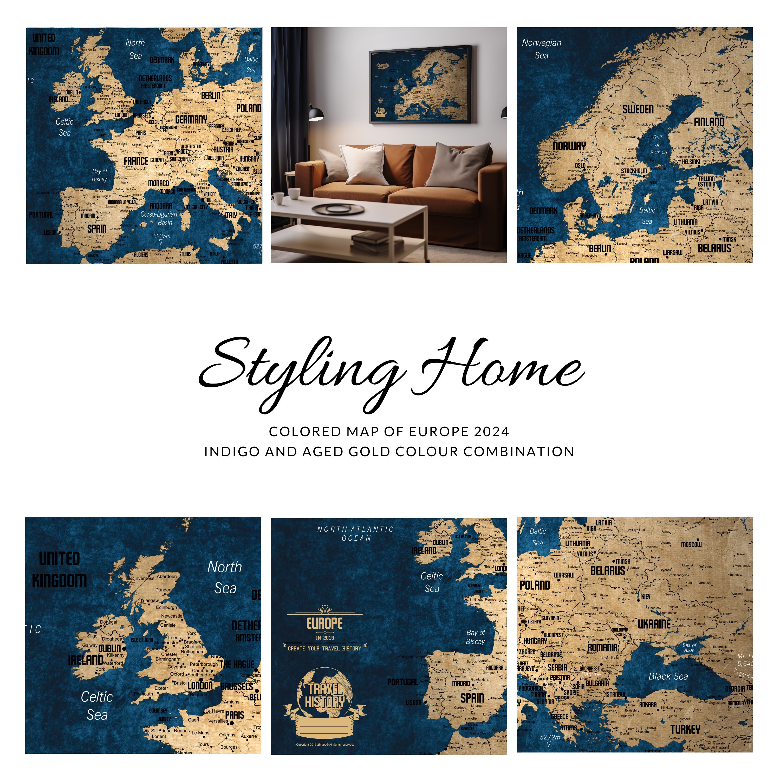 Digital Europe Map Modern Map of Europe, Printable Map, Personalized ...