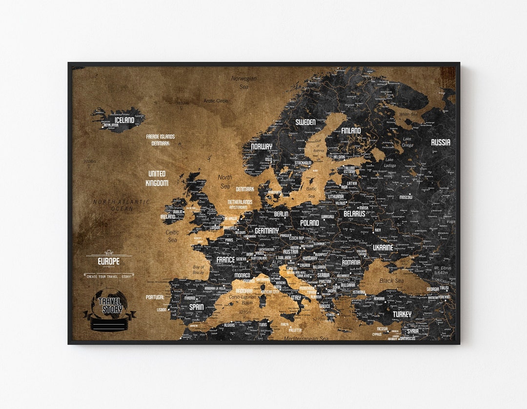 Detailed Map of Europe - Printable Map - Instant Download ...