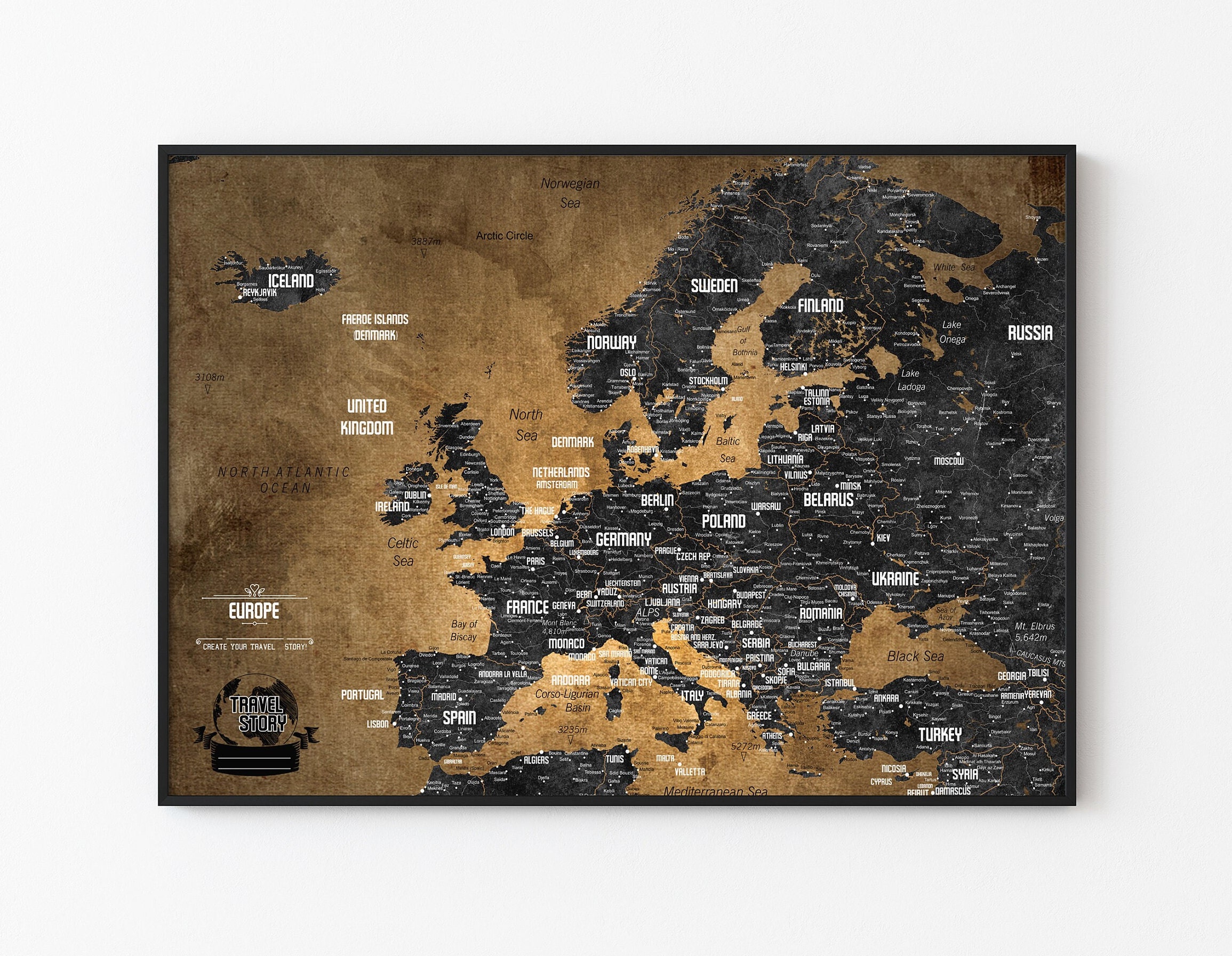Detailed Map of Europe Printable Map Instant Download Personalized ...