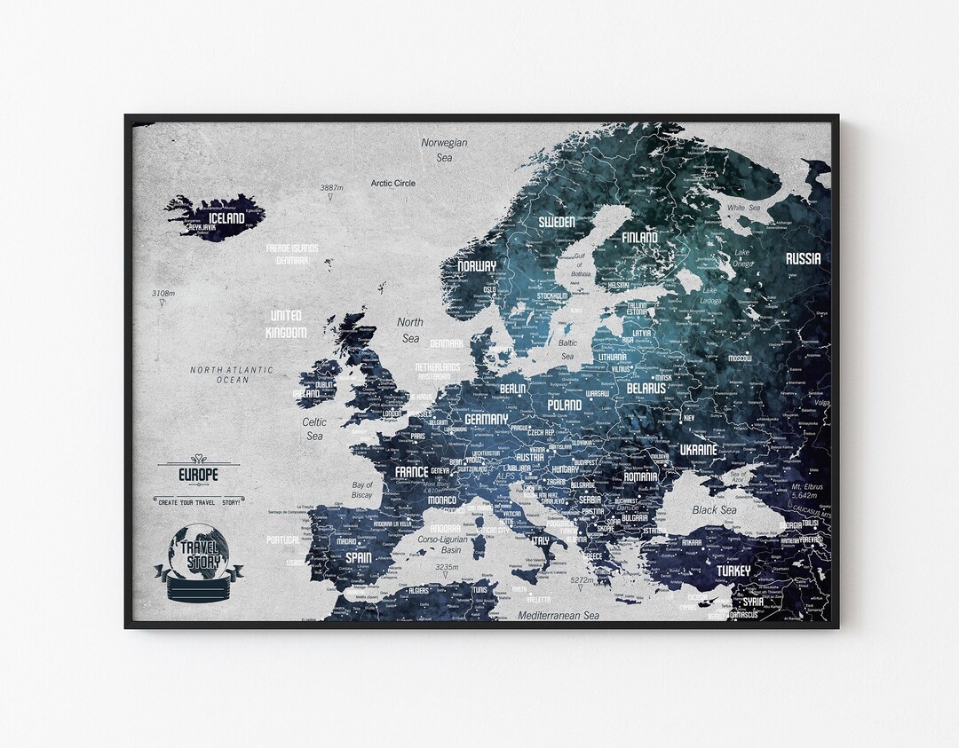 Original Map of Europe Digital Download - Printable Europe Map, ICE Map ...