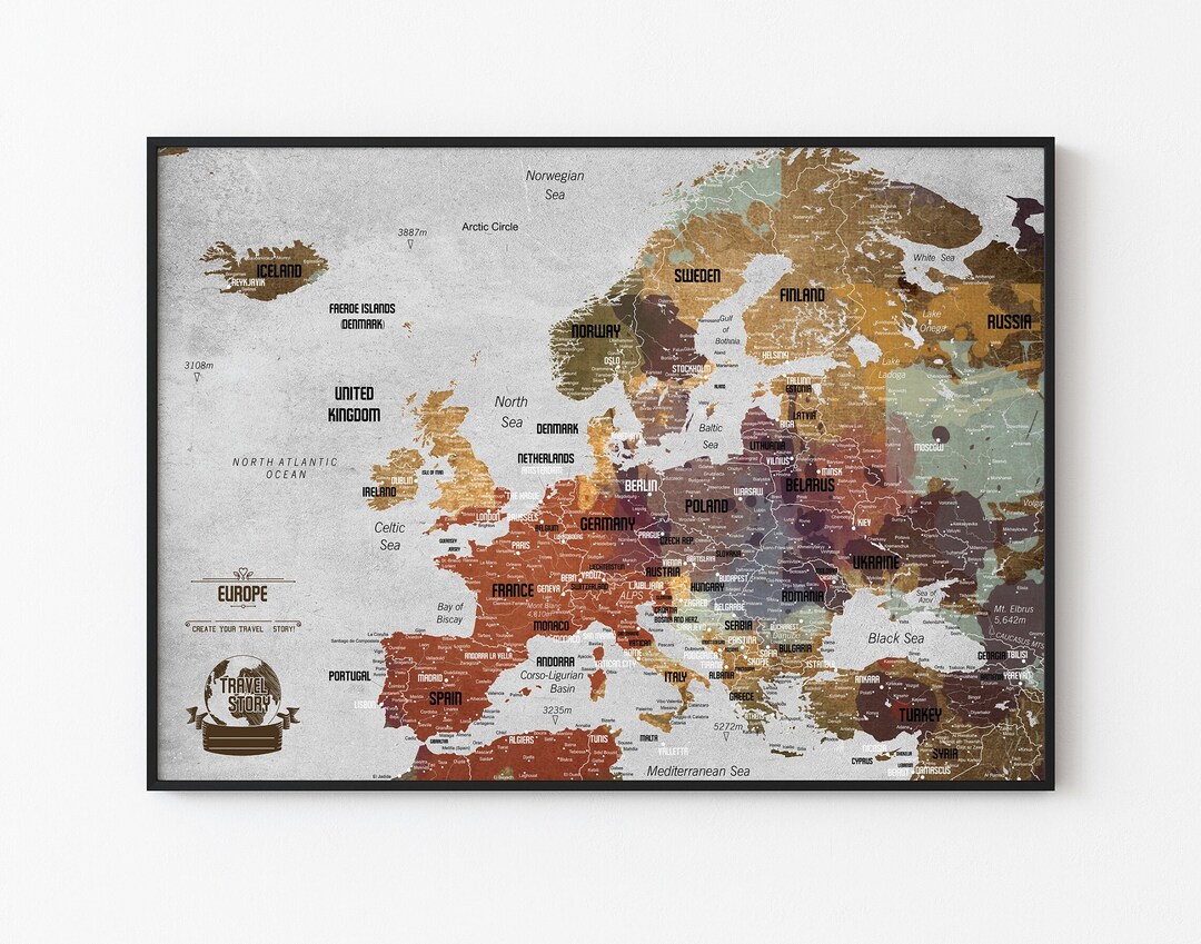 Personalized Map of Europe - Printable Digital File, Best Travel Gift ...