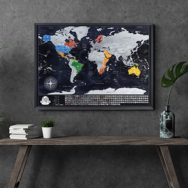 World Map With Flag Pins - Etsy