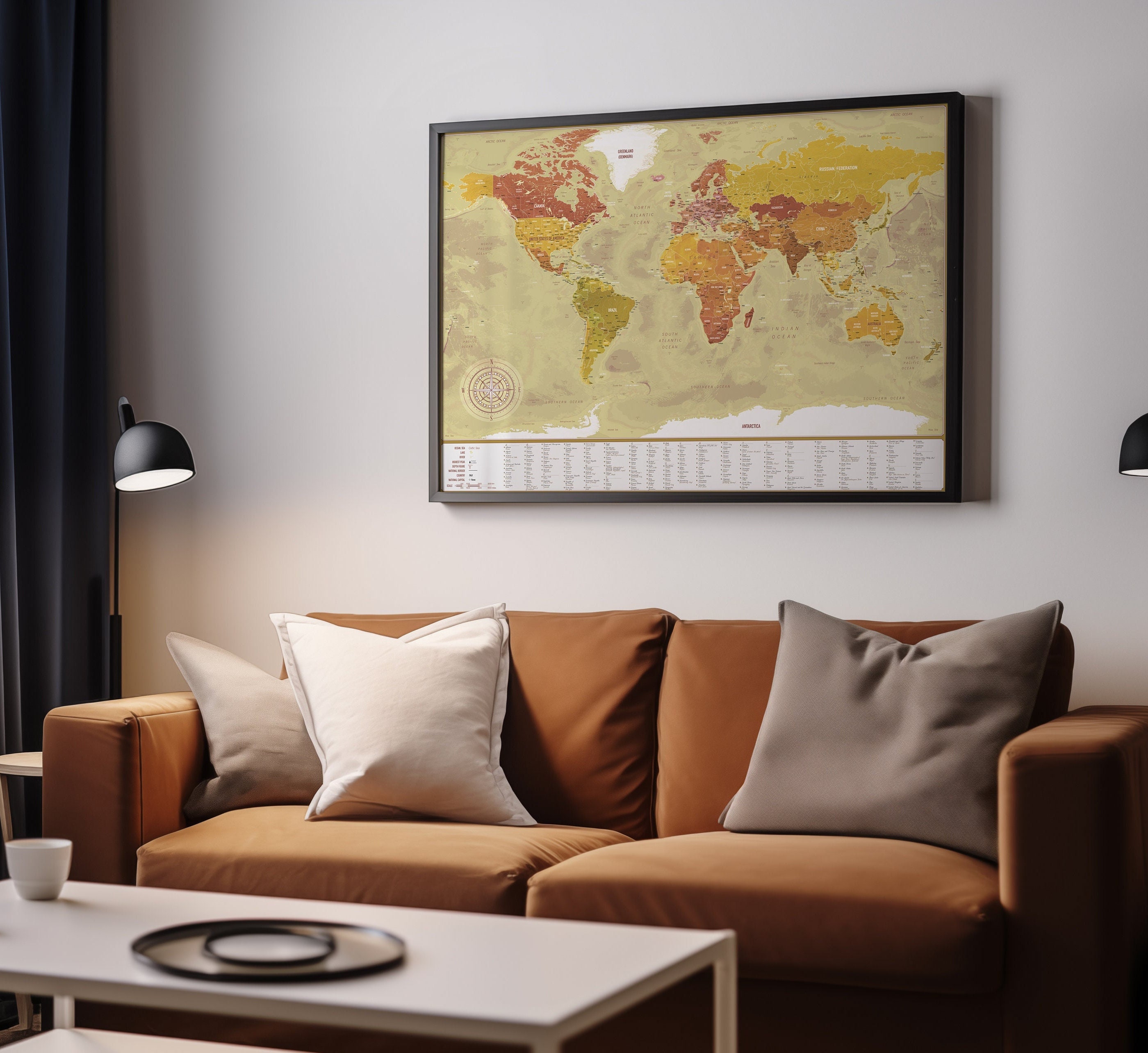 Vintage Map - High Resolution World Capitals Map, Printable Wall Map ...