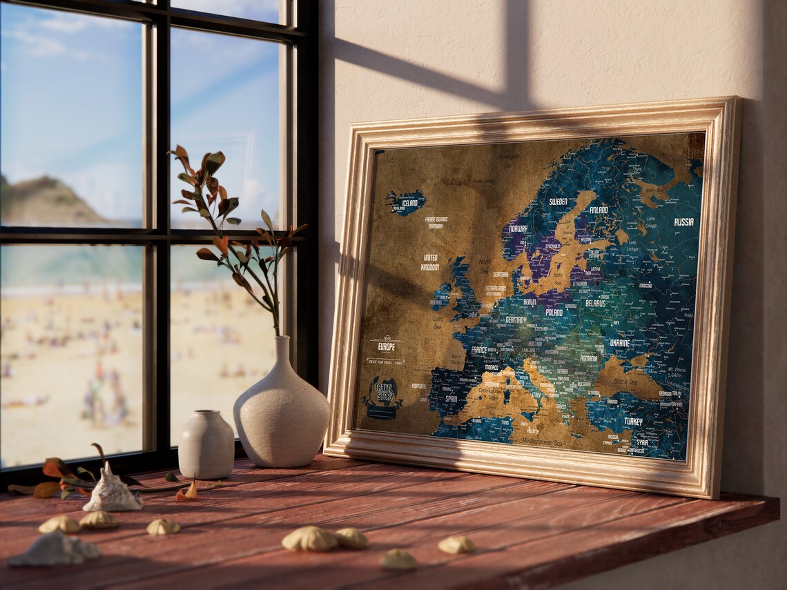 Detailed Digital Map of Europe, Personalized Large Map to Mark Travels ...