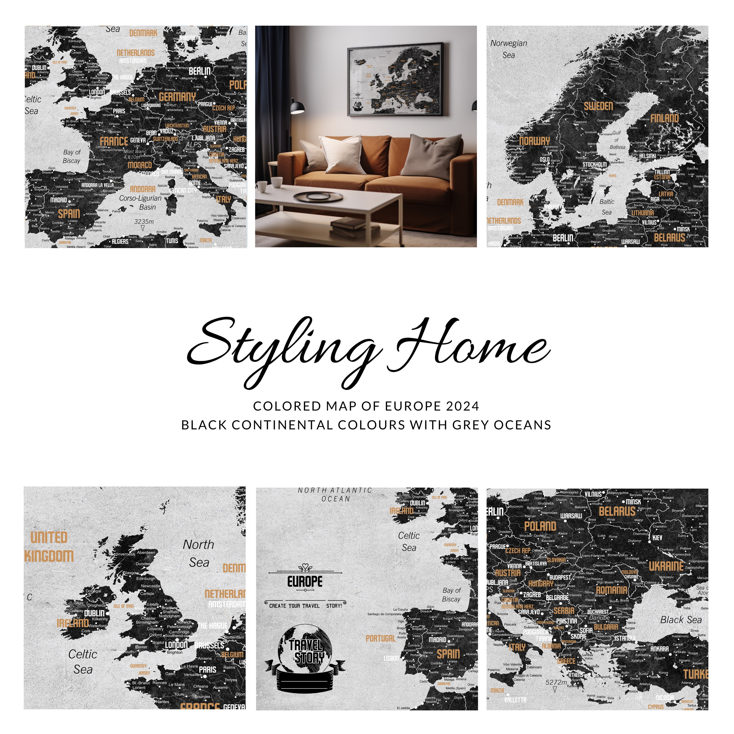 Personalized Europe Map - Digital Printable File, Gift for Traveler ...