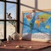Blue World Map With Flags, High Resolution World Map Poster, Printable ...