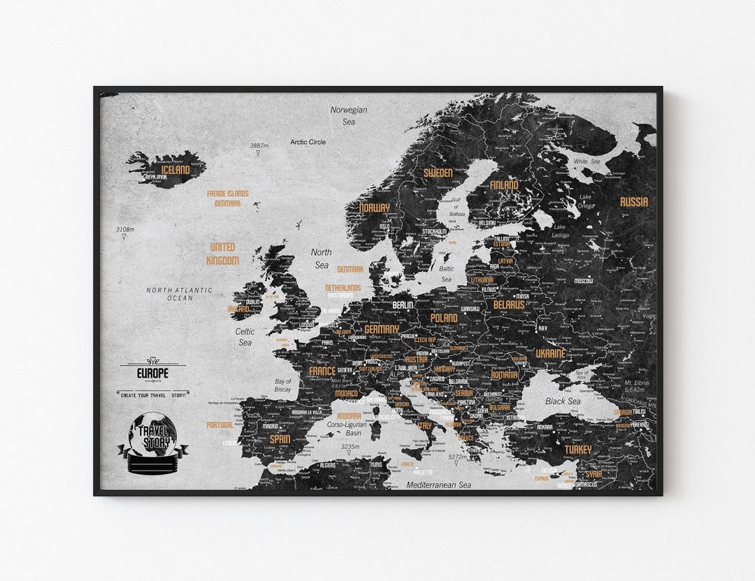 Personalized Europe Map - Digital Printable File, Gift for Traveler ...
