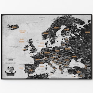 Personalized Europe Map - Digital Printable File, Gift for Traveler ...