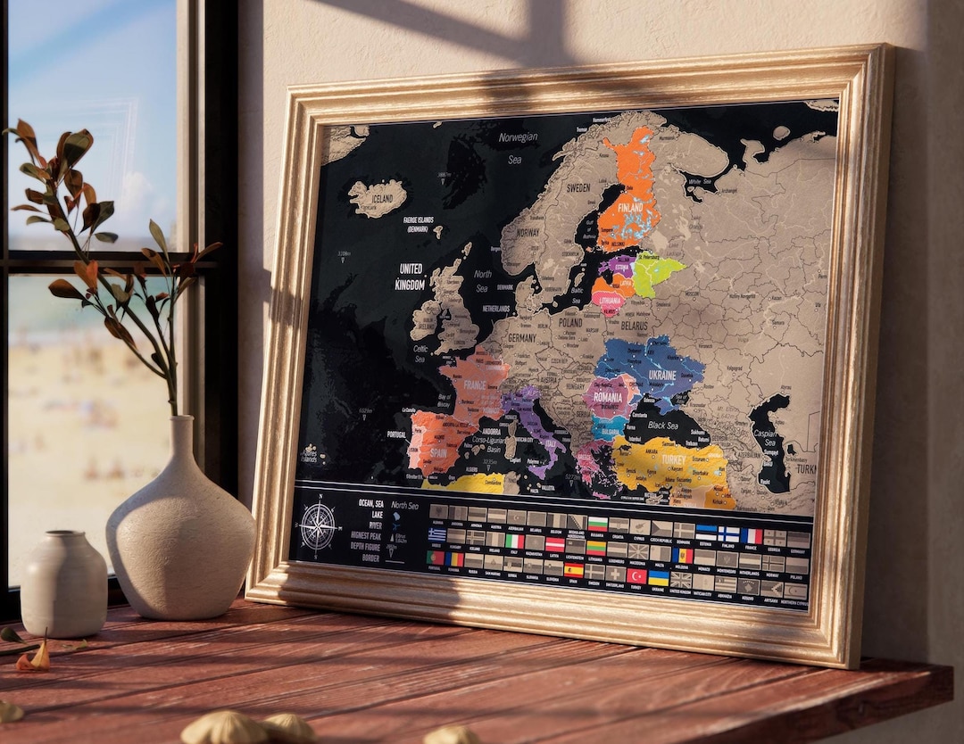 Scratch-off Europe Map With Flags – Interactive Travel Journal and ...