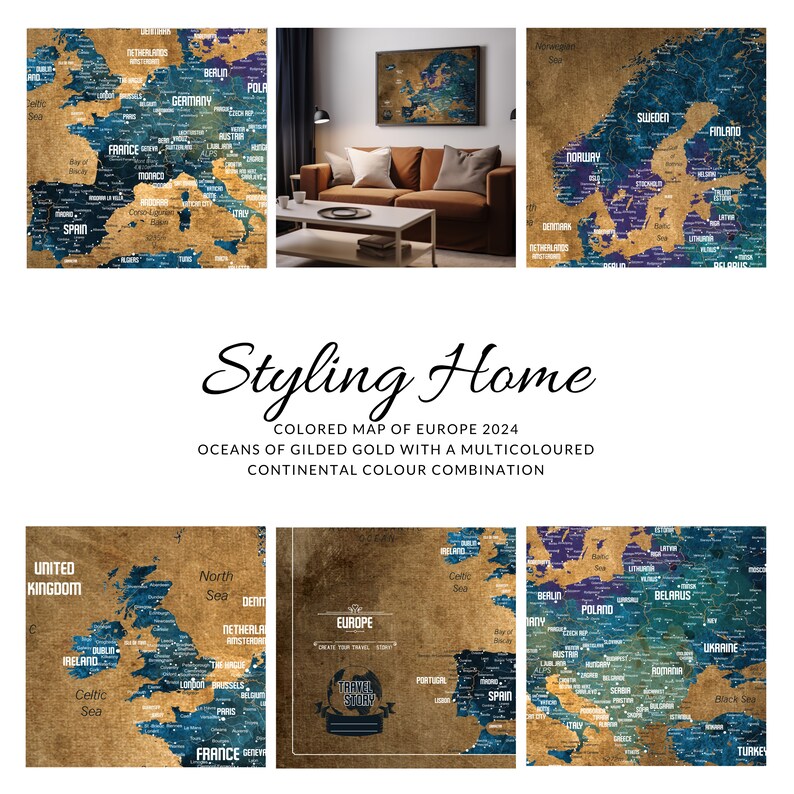 Detailed Digital Map of Europe, Personalized Large Map to Mark Travels ...