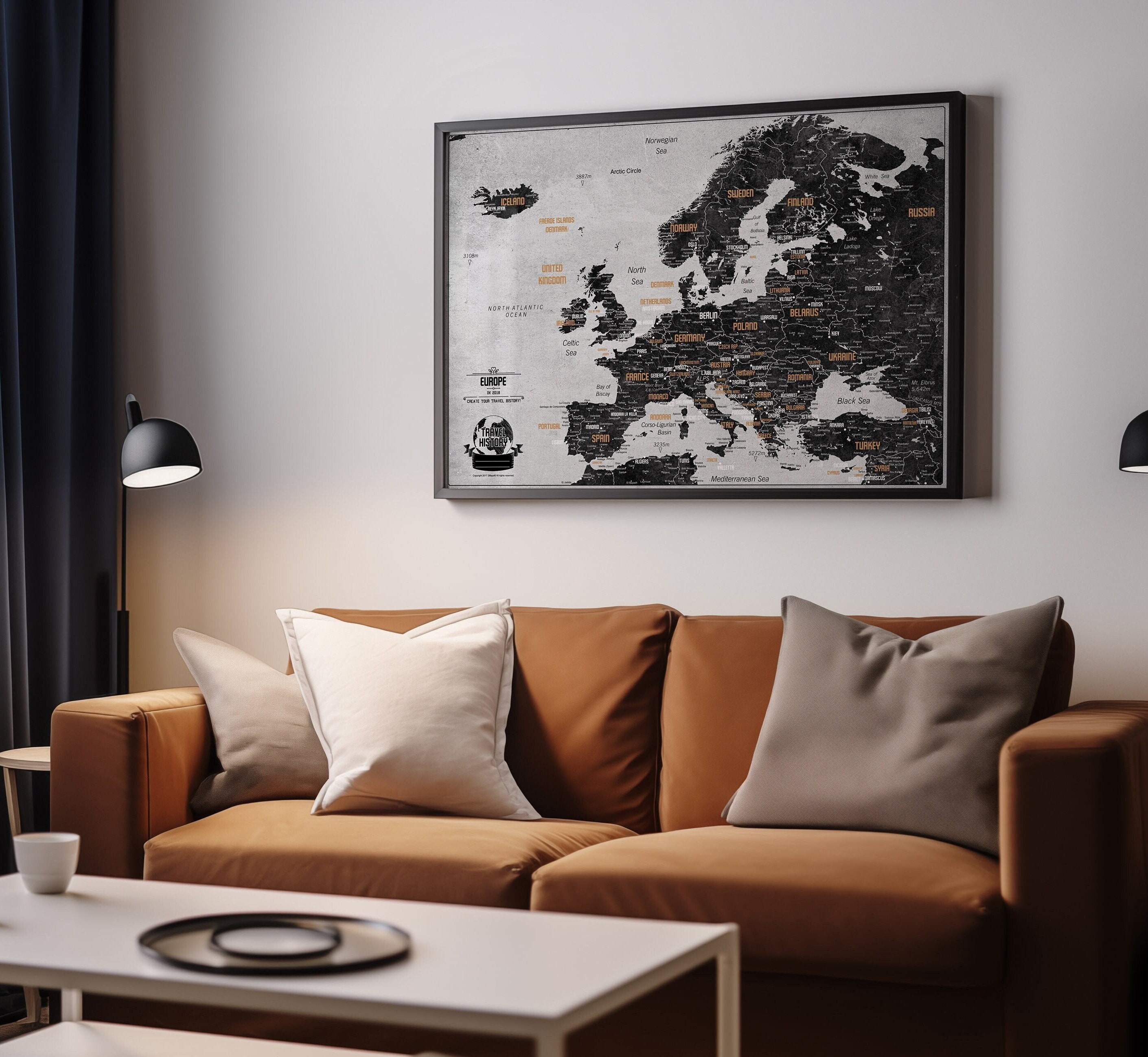 Personalized Europe Map Digital Printable File, Gift for Traveler, Map ...