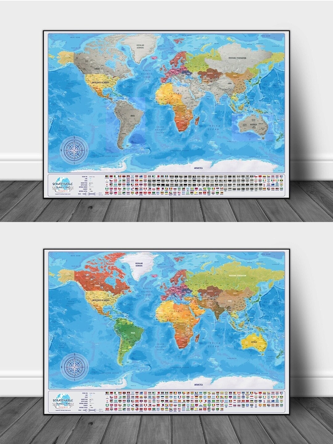 Personalized Scratch off Map, World Map With Country Flags, Best ...