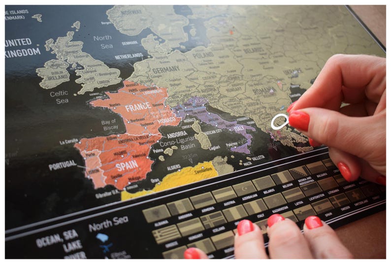 Scratch-off Europe Map With Flags – Interactive Travel Journal and ...