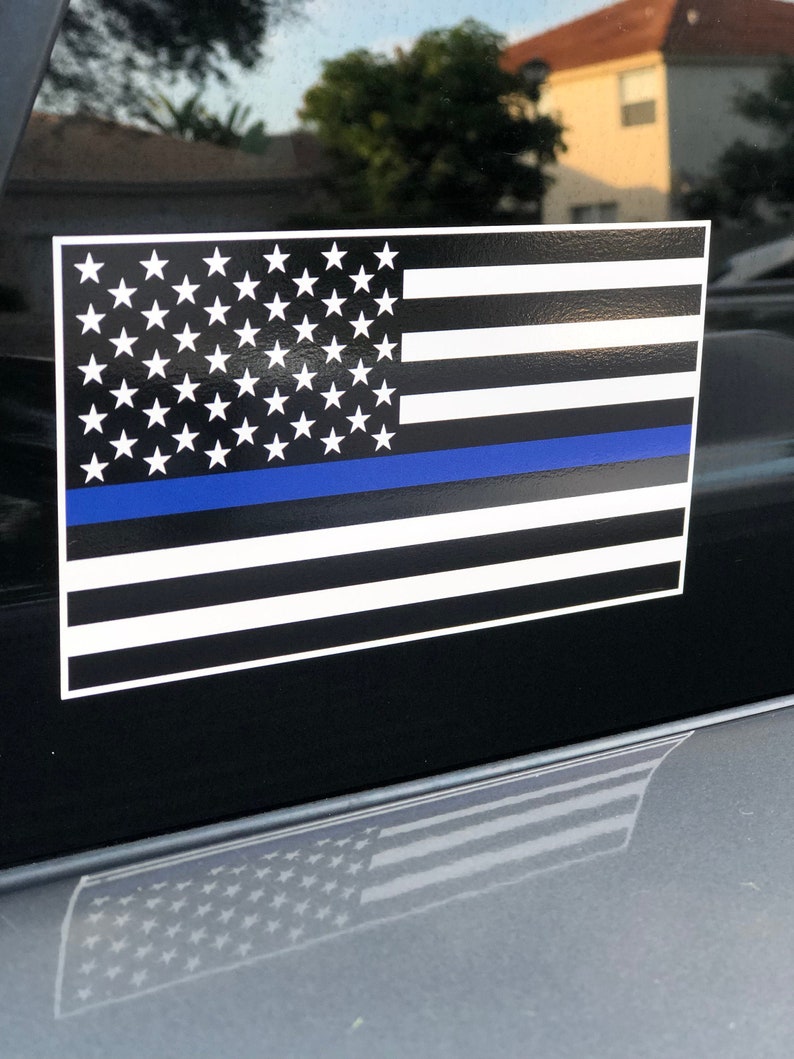 Thin Blue Line American Flag Decal Pair Support Law | Etsy