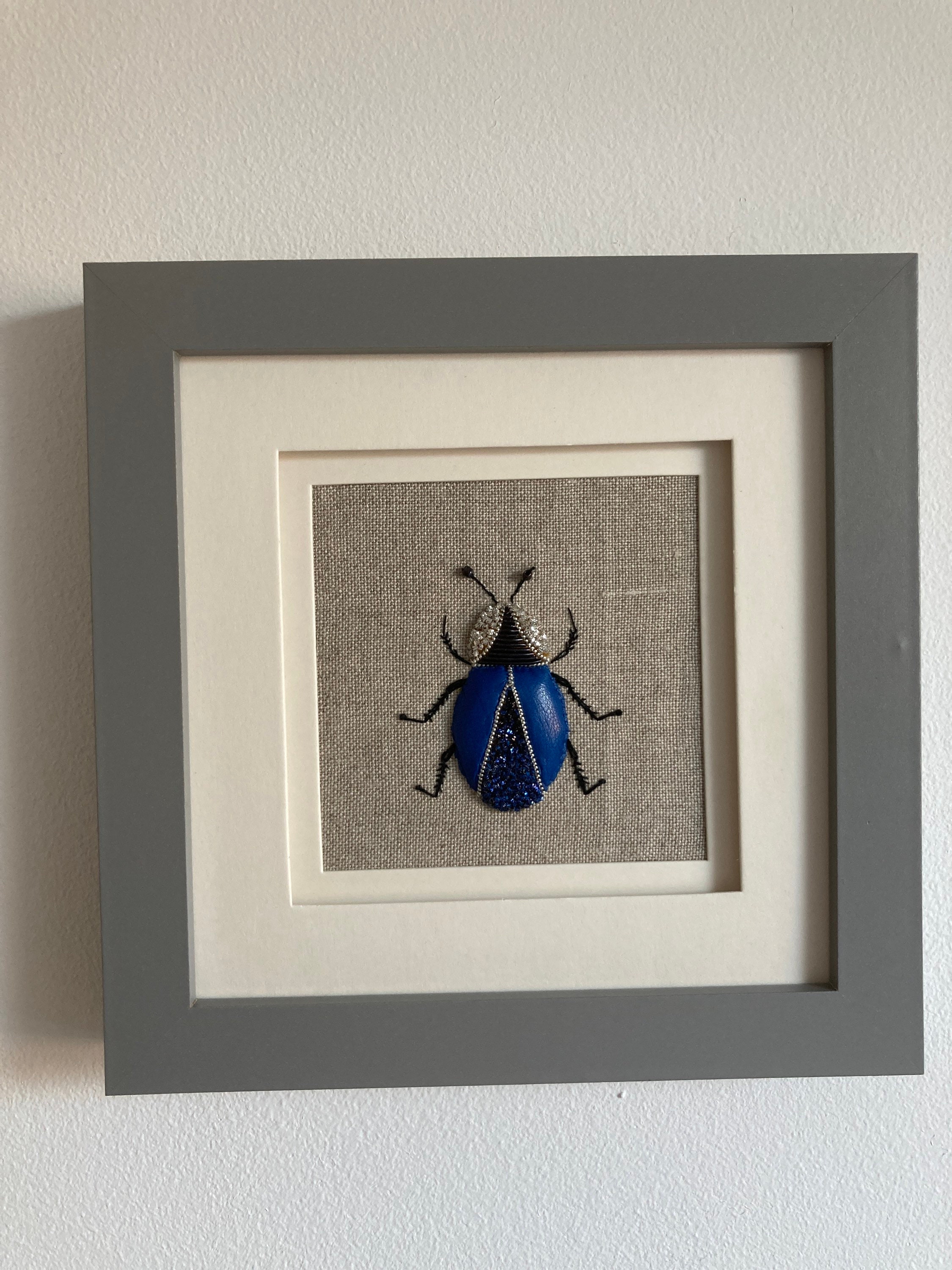Hand Embroidered Blue Beetle - Etsy