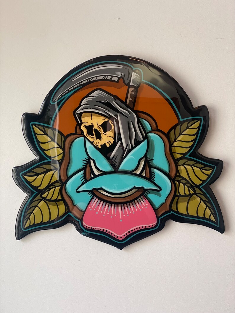 Tattoo Decor Reaper and Rose Wood Cutout - Etsy
