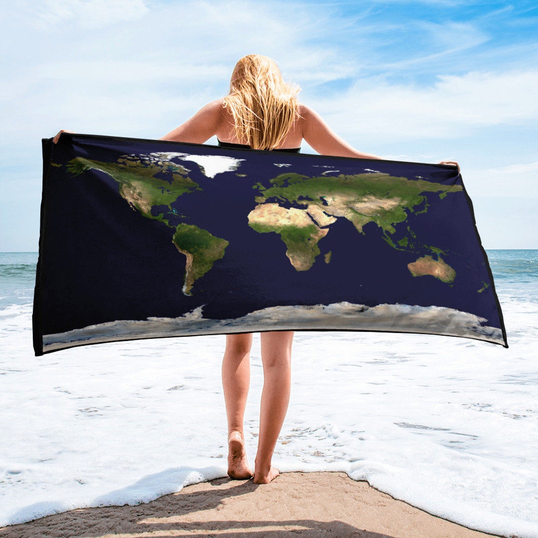 World Map Quick Drying Beach Towel, Globe Gym Towel for Explorers Free ...