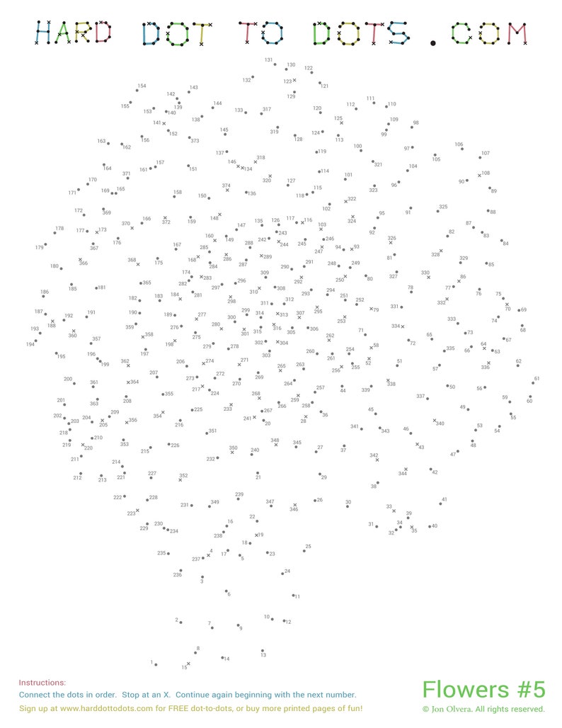 Flowers 10 Pack Hard Dot to Dots - Etsy