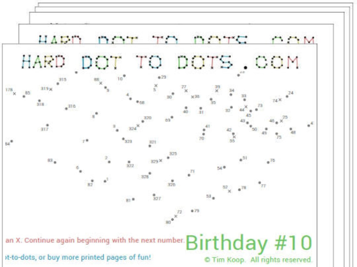 Birthday 10 Pack Hard Dot to Dots - Etsy