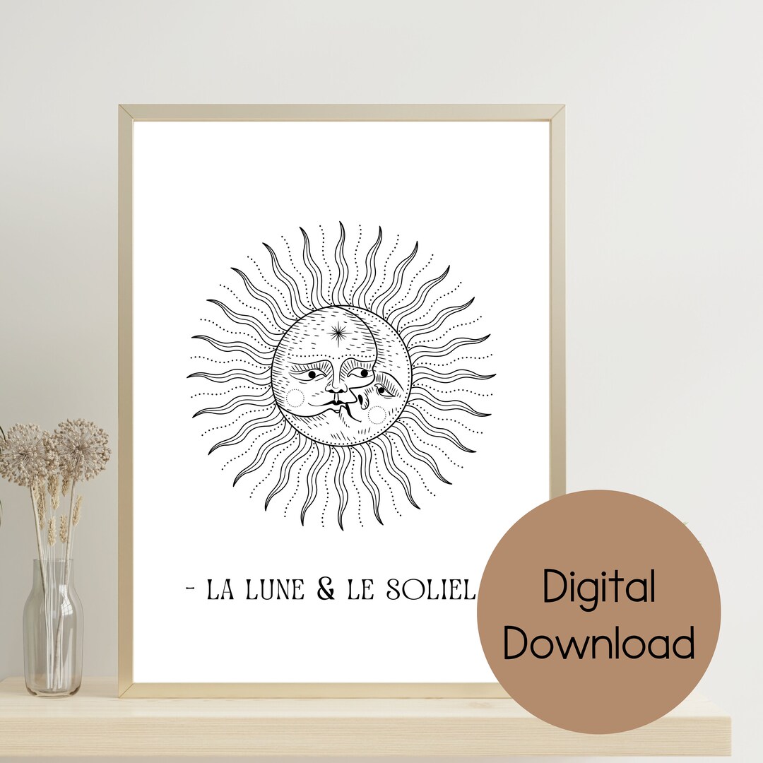 La Lune & Le Soliel | Sun Moon Digital Print Gallery Wall Art | Black ...