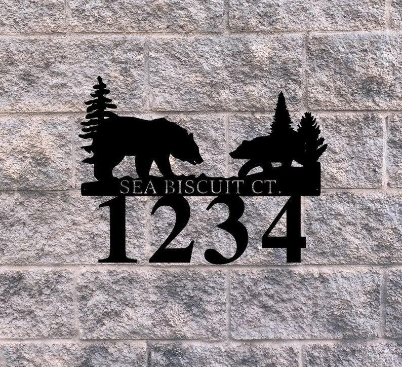Nature Bear Cabin Lodge Address Sign Metal Sign | Etsy